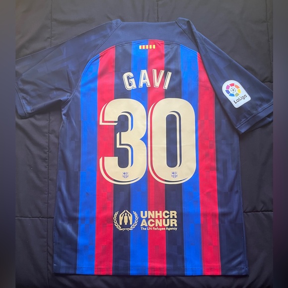 Nike | Shirts | Gavi 3 Small Barcelona Home Jersey Blue Red 22 | Poshmark